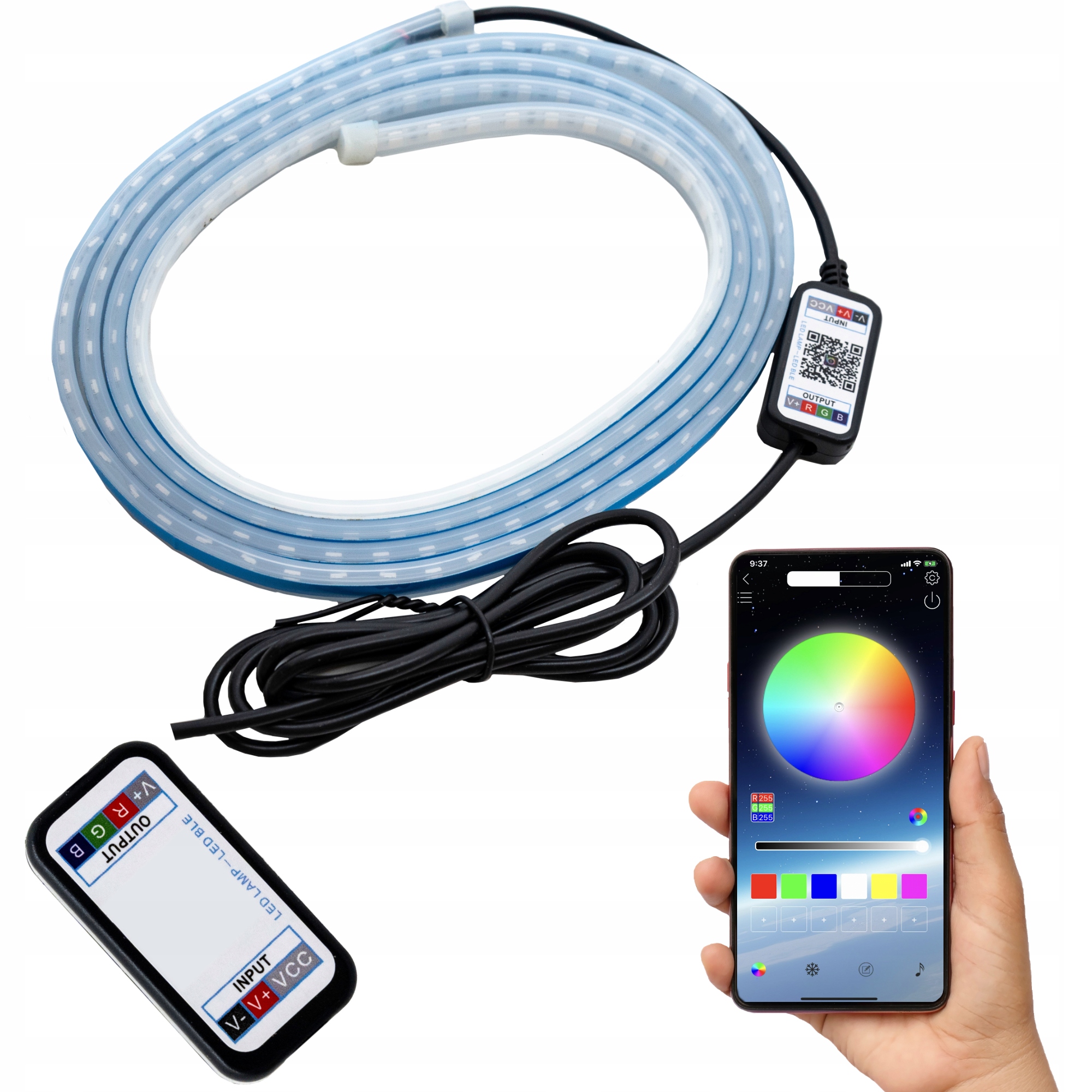 OŚWIETLENIE LED RGB TAŚMA MASKI DRZWI AUTA APP BT 5903726637121 za 59 ... OŚWIETLENIE LED RGB TAŚMA MASKI DRZWI AUTA APP BT 5903726637121 za 59 ...