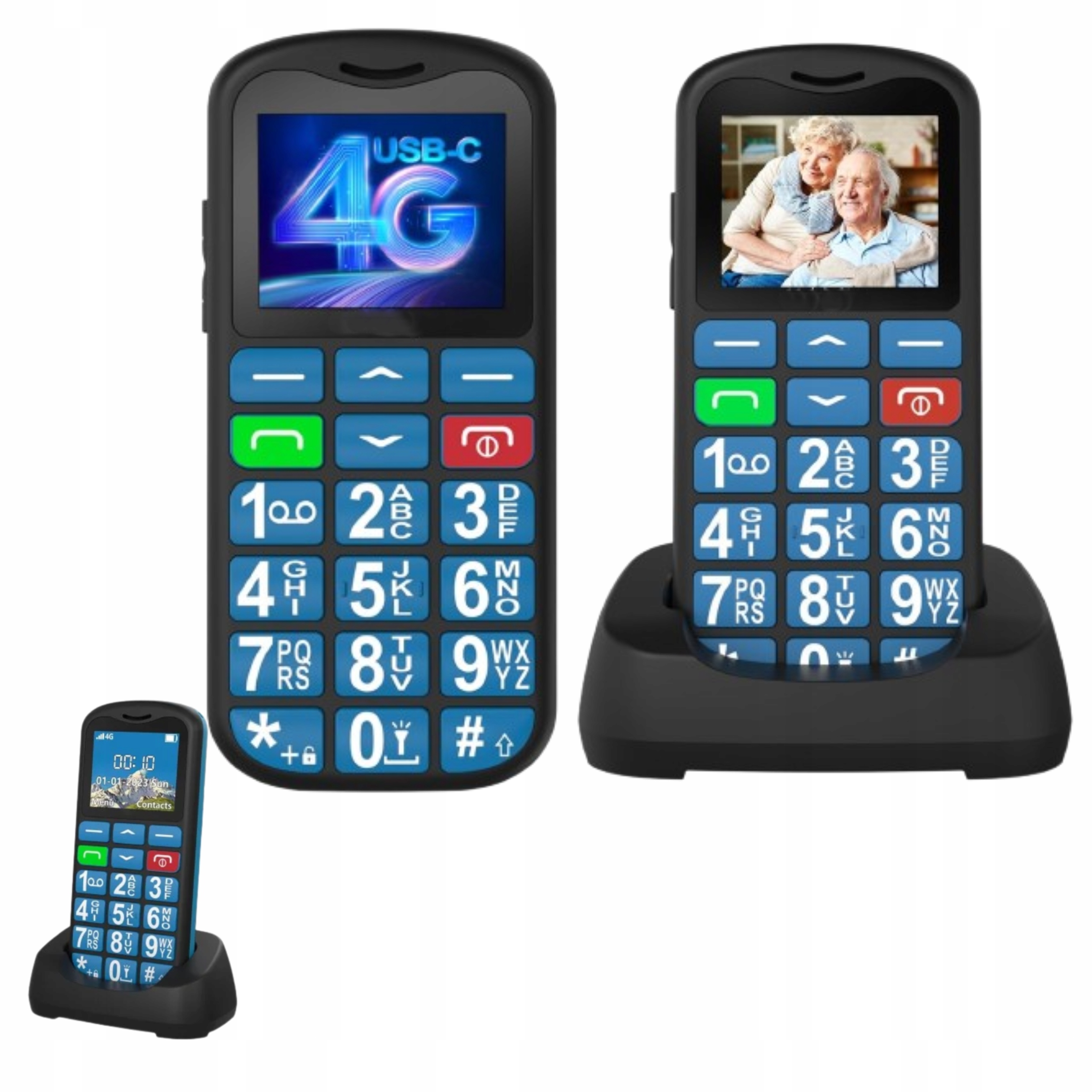 Mobilní telefon pro seniory 4G SOS Velké tlačítka Duální nabíjecí ...