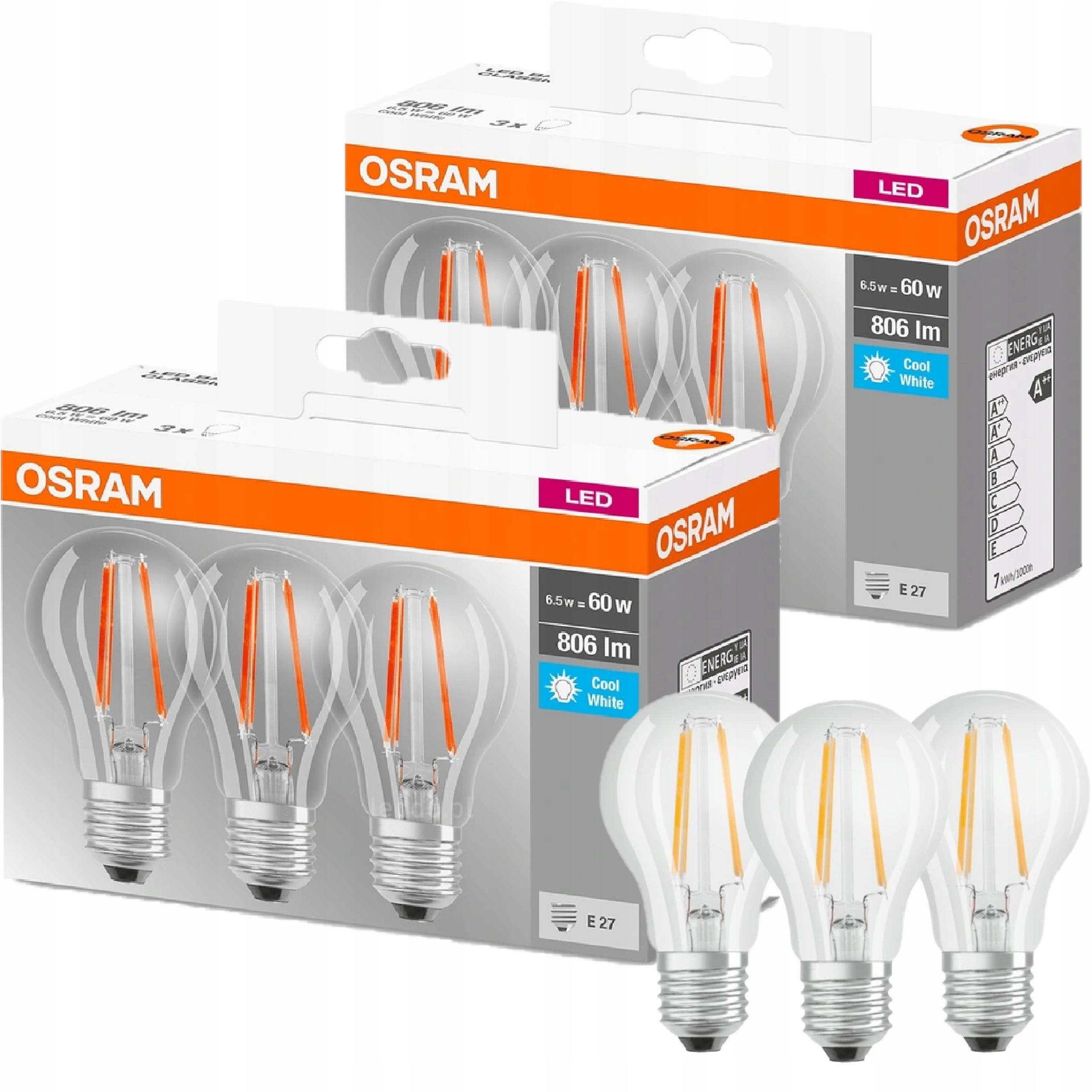 Osram żarówki FILAMENT LED E27 6,5W=60W 4000K X6 (5903818523882) • Cena ... Osram żarówki FILAMENT LED E27 6,5W=60W 4000K X6 (5903818523882) • Cena ...