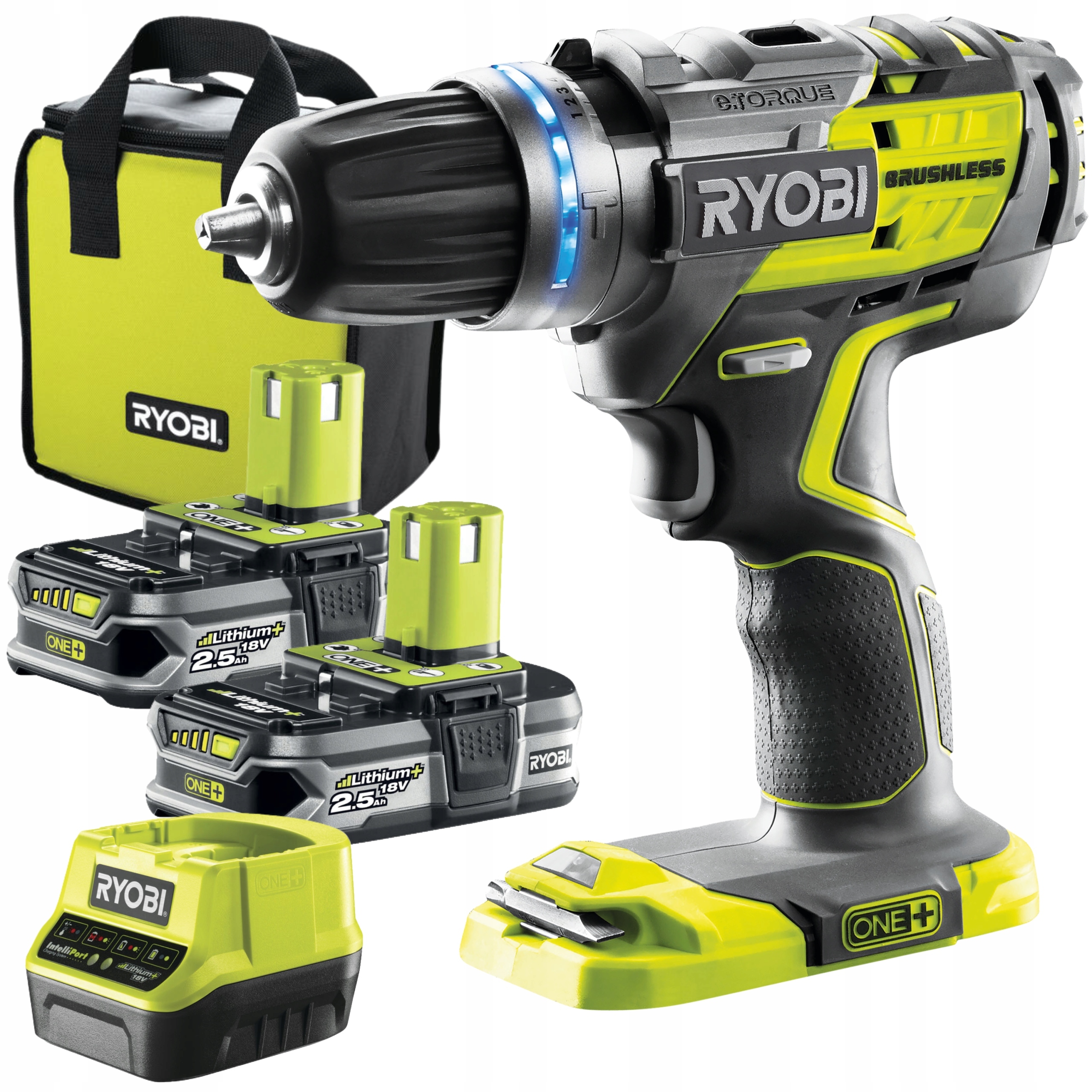 RYOBI R18PDBL-225S WIERTARKO-WKRĘTARKA UDAROWA AKU 18V 2x 2,5Ah TORBA ...