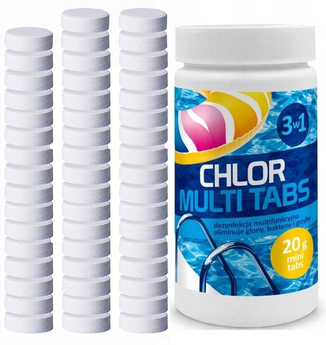 CHLOR MULTI tabletki 20g NIEBIESKIE do basenu 1kg (Gam 20GMultitabs ...