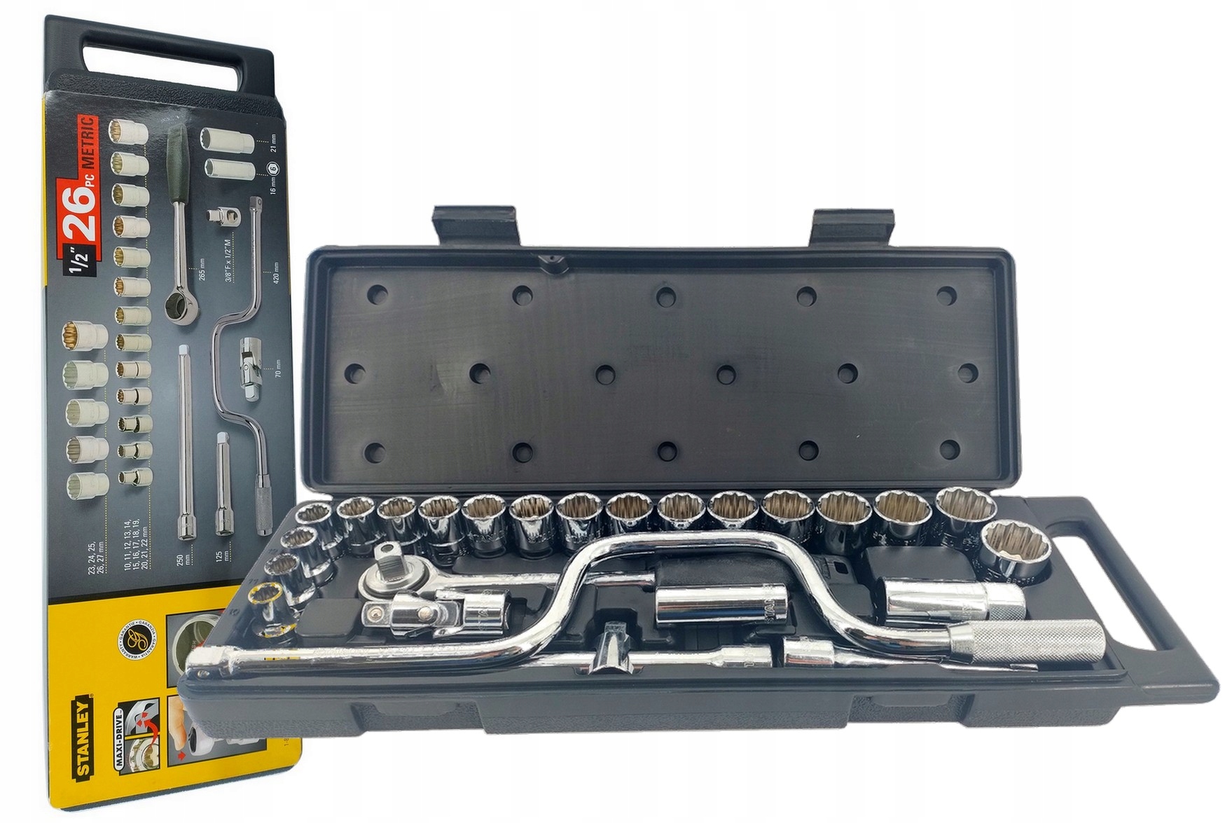STANLEY MAXI DRIVE 1-87-063 ZESTAW KLUCZY NASADOWYCH 26 ELEMENTÓW 1/2" 3253561870637 za 175 ...