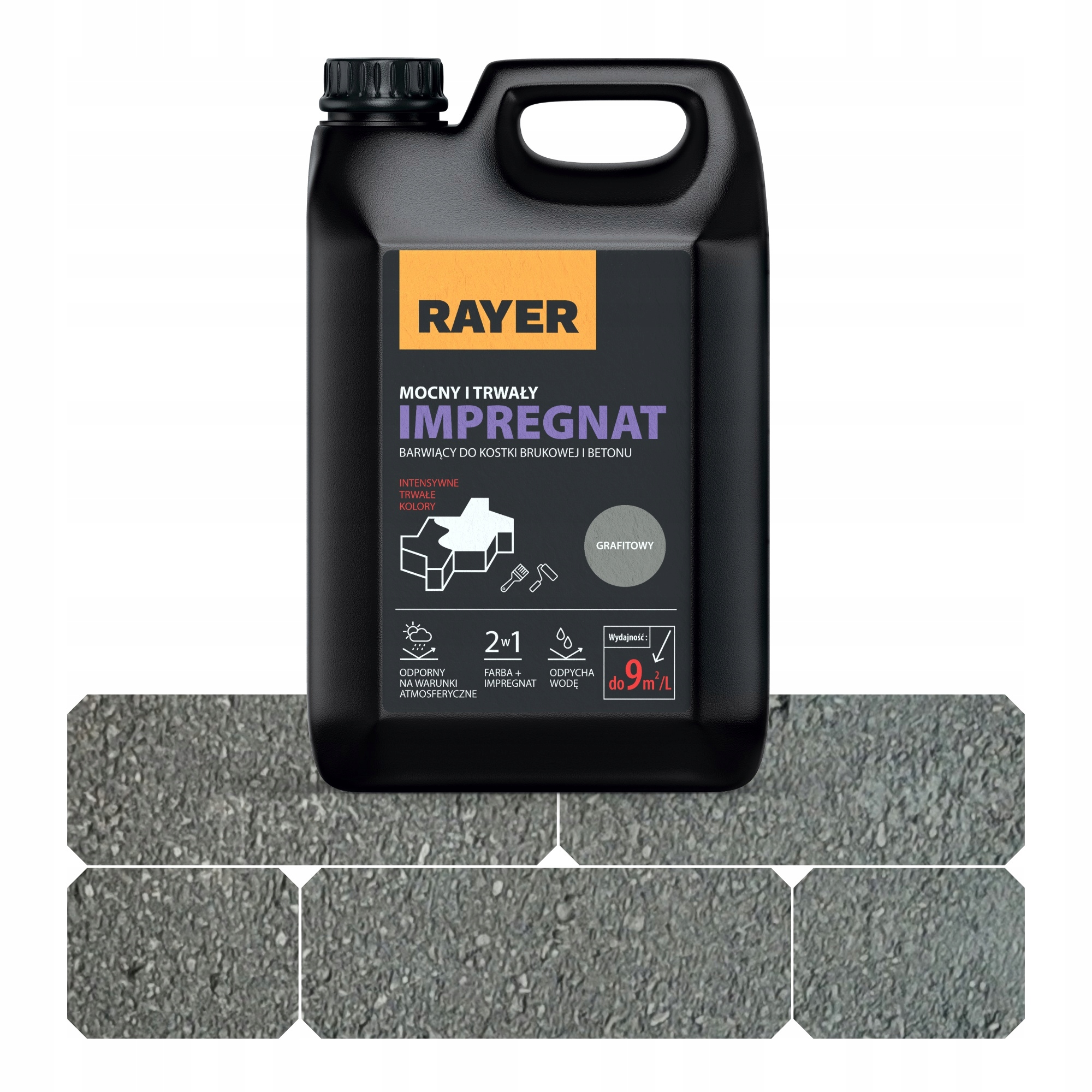 Impregnat Barwiący do kostki brukowej RAYER MOCNY i TRWAŁY 5l grafitowy ...