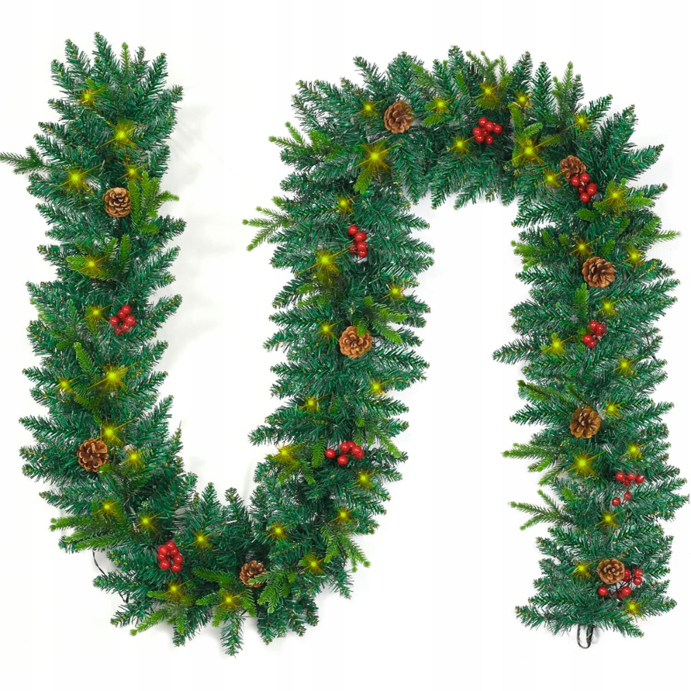 GIRLANDA SZTUCZNA ZDOBIONA CHOINKOWA SZYSZKI JARZĘBINA GĘSTA ŁAŃCUCH 2,7M (5906583997926) • Cena ...