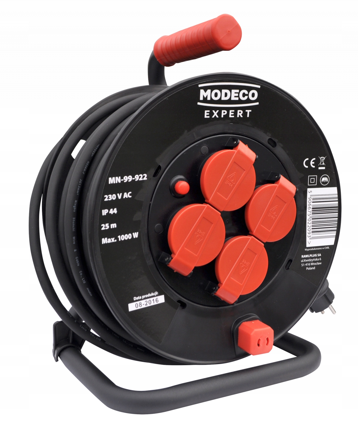 MODECO PRZEDŁUŻACZ ELEKTRYCZNY BĘBNOWY 25M IP44 (5906675022093) • Cena, Opinie 12350548409 • Allegro