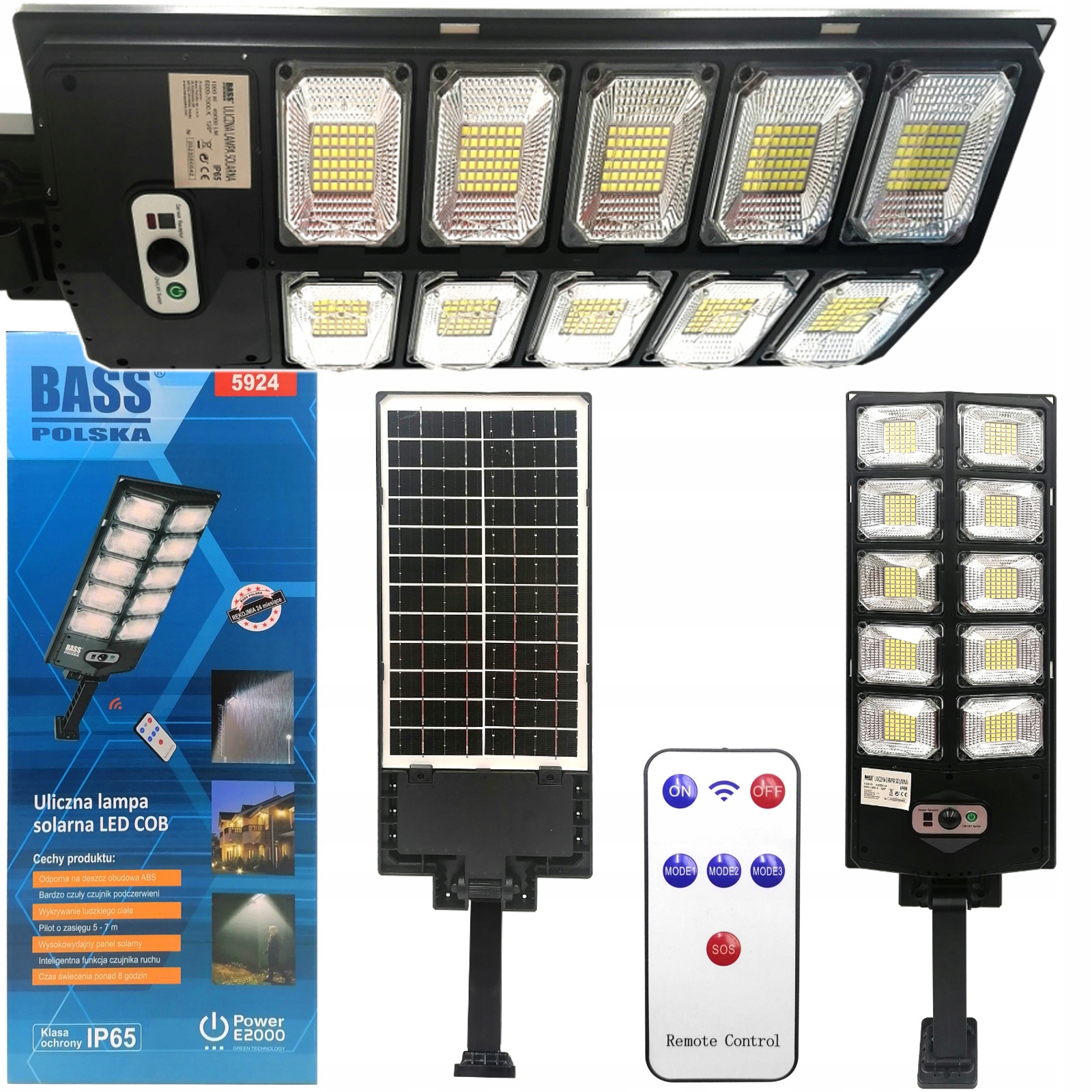 LAMPA SOLARNA ZEWNĘTRZNA HALOGEN LED Z CZUJNIKIEM RUCHU I ZMIERZCHU ...