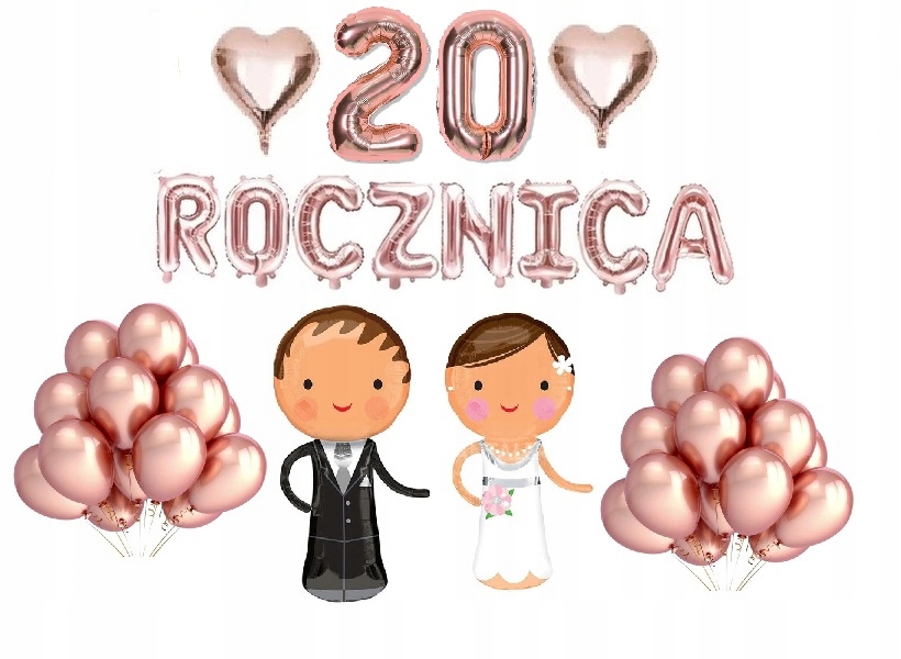 Zestaw Balony 20 Rocznica Ślubu Rose Gold • Cena, Opinie • Balony ...