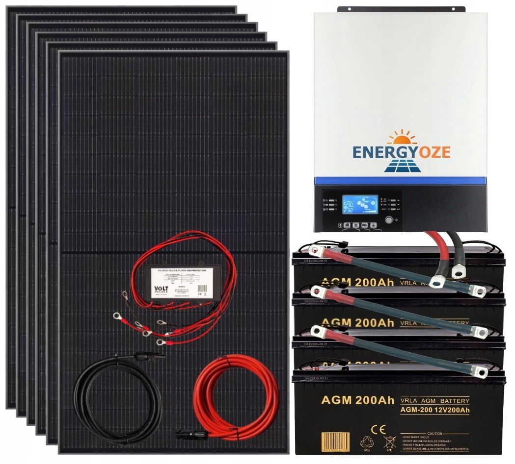 Zestaw fotowoltaiczny Off-Grid 230V 5000W Panele 4860W Magazyn Żelowy ...