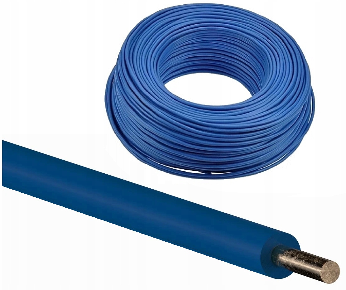Kabel przewód DY 1,5 H07V-U instalacyjny miedziany drut niebieski 1 m ...