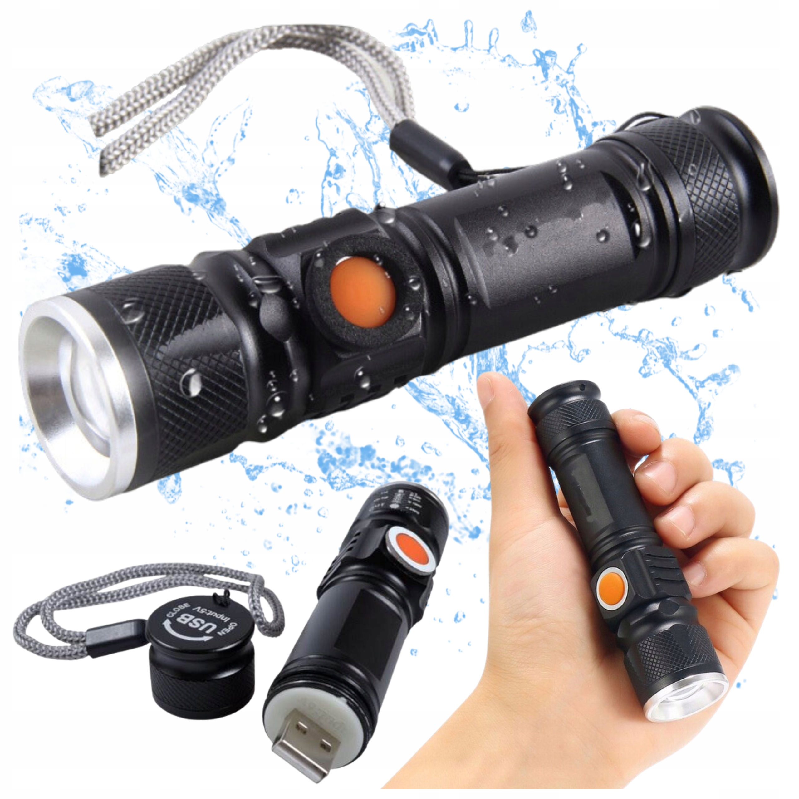 MINI LATARKA LED USB ZOOM BRELOK AKUMULATOR #1221 - 5903849424738 ...