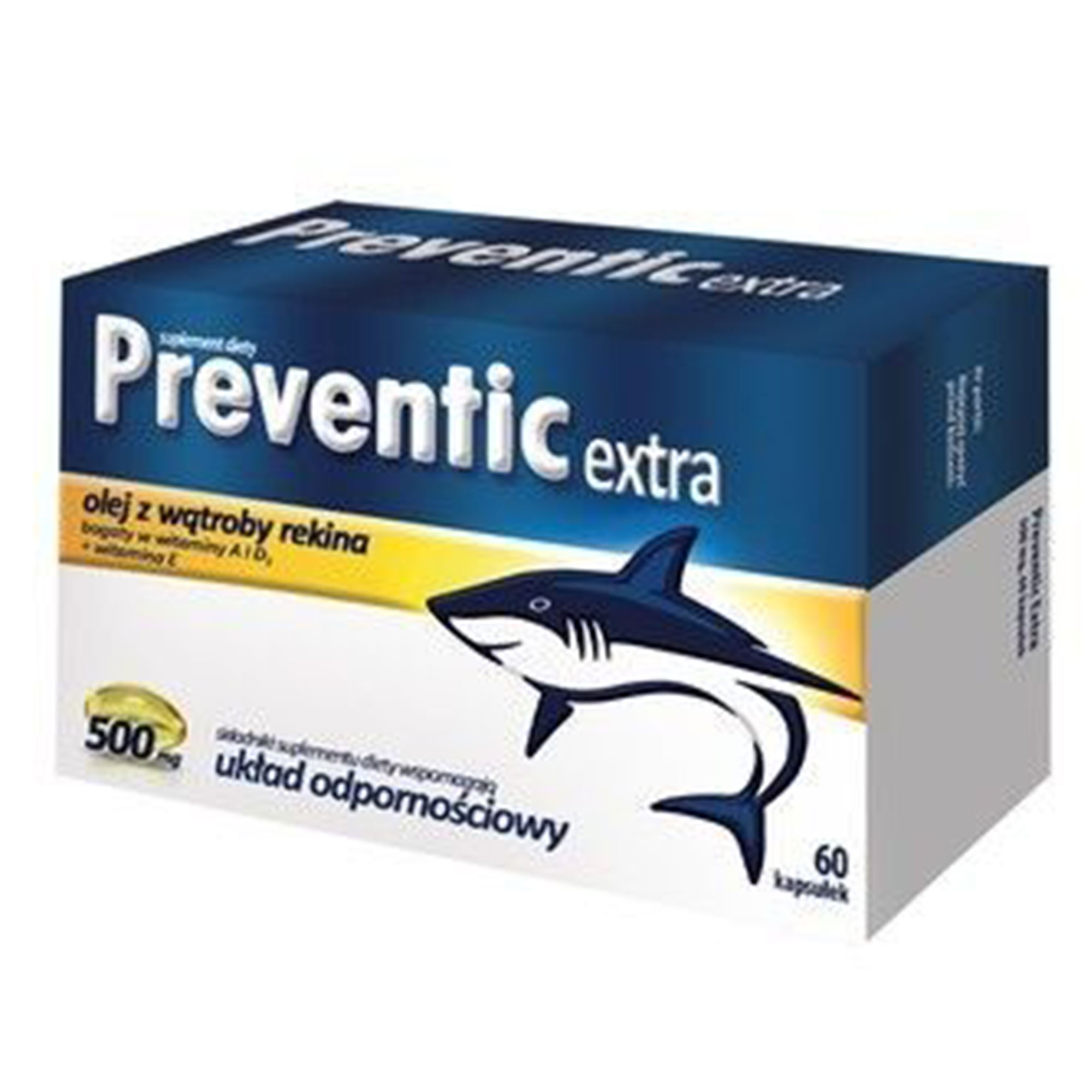 PREVENTIC EXTRA 500mg OLEJ Z WĄTROBY REKINA 60KAPS (5908275682332 ...