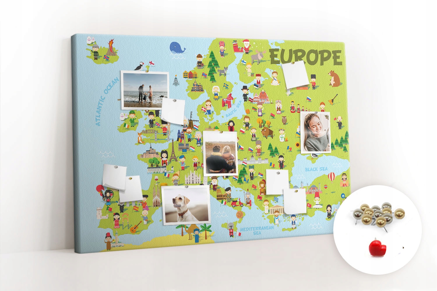 Tablica Korek Nad biurko Mapa świata z flagami (4068302622050) • Cena ...