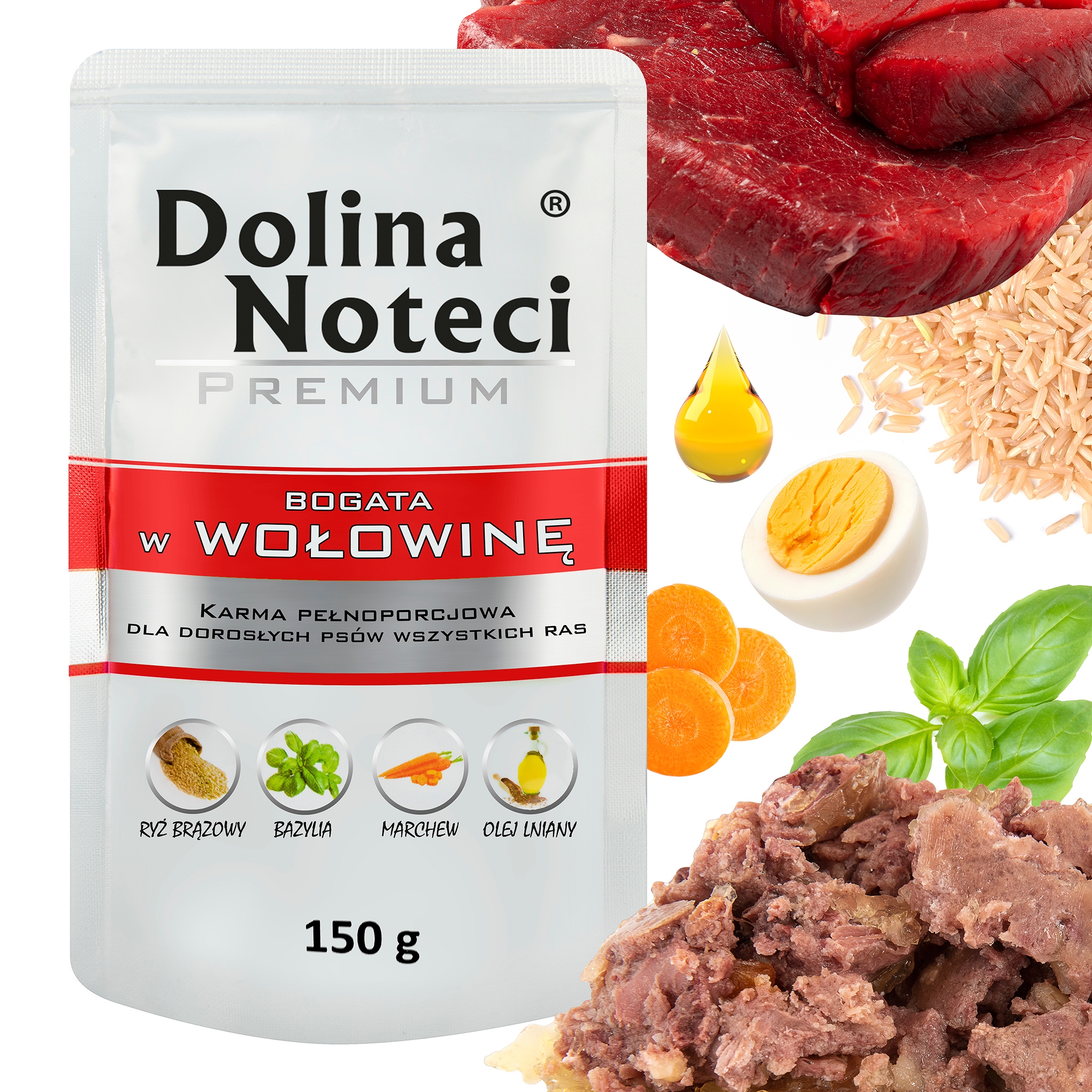DOLINA NOTECI KARMA DLA PSA SASZETKA WOŁOWINA 150G 13123013522 - Allegro.pl
