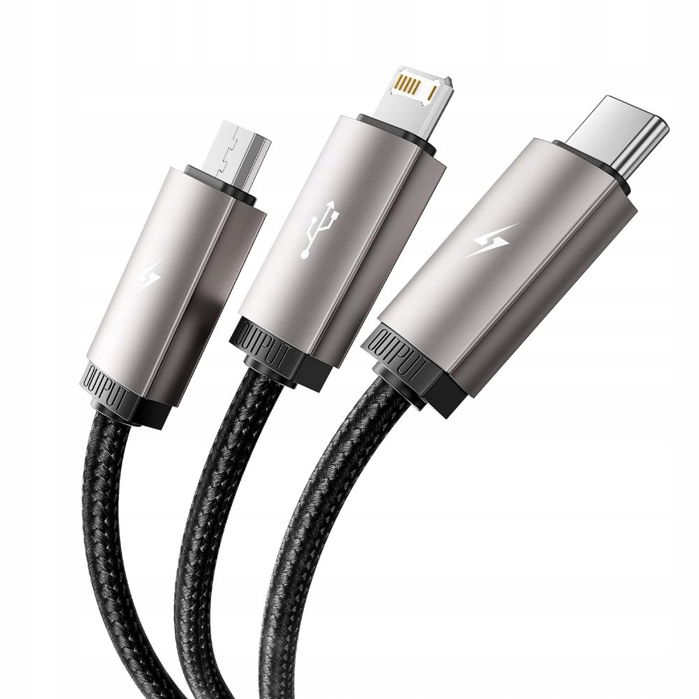 Kabel Tech-protect USB - USB typ C / microUSB / Lightning 1 m czarny - Sklep, Opinie, Cena w Allegro