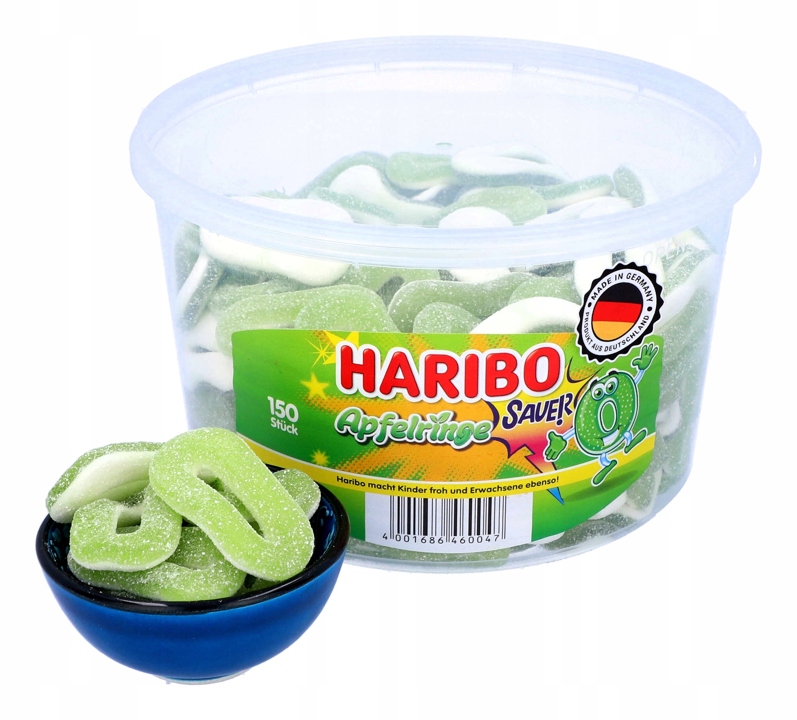 Haribo Żelki Kwaśne Jabłko 150szt 1,2kg Krążki Apfelringe Niemieckie DE ...