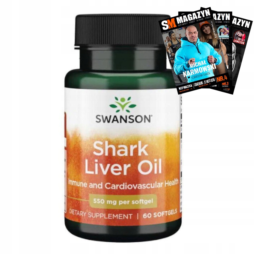 SWANSON OLEJ Z WĄTROBY REKINA ODPORNOŚĆ ZDROWE SERCE 550mg 60kaps ...