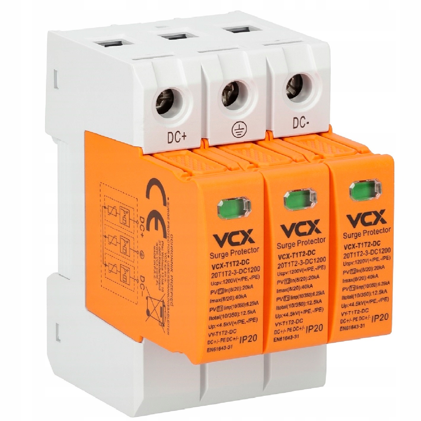 OGRANICZNIK PRZEPIĘĆ VCX DC 1200V B+C 3P FOTOWOLT (5901122687238 ...