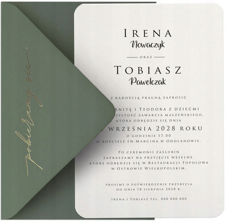 PRÓBKA/ ZAPROSZENIA ŚLUBNE MINIMALISTYCZNE ZŁOTY NAPIS pobieramy się ...