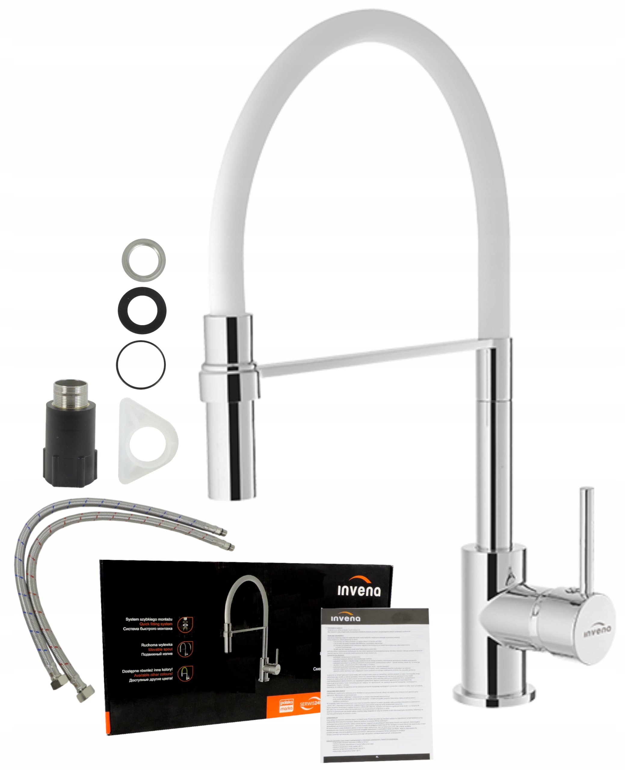 BATERIA ZLEWOZMYWAKOWA KUCHENNA ELASTYCZNA GIĘTKA WYLEWKA KOLOR BIAŁY ...