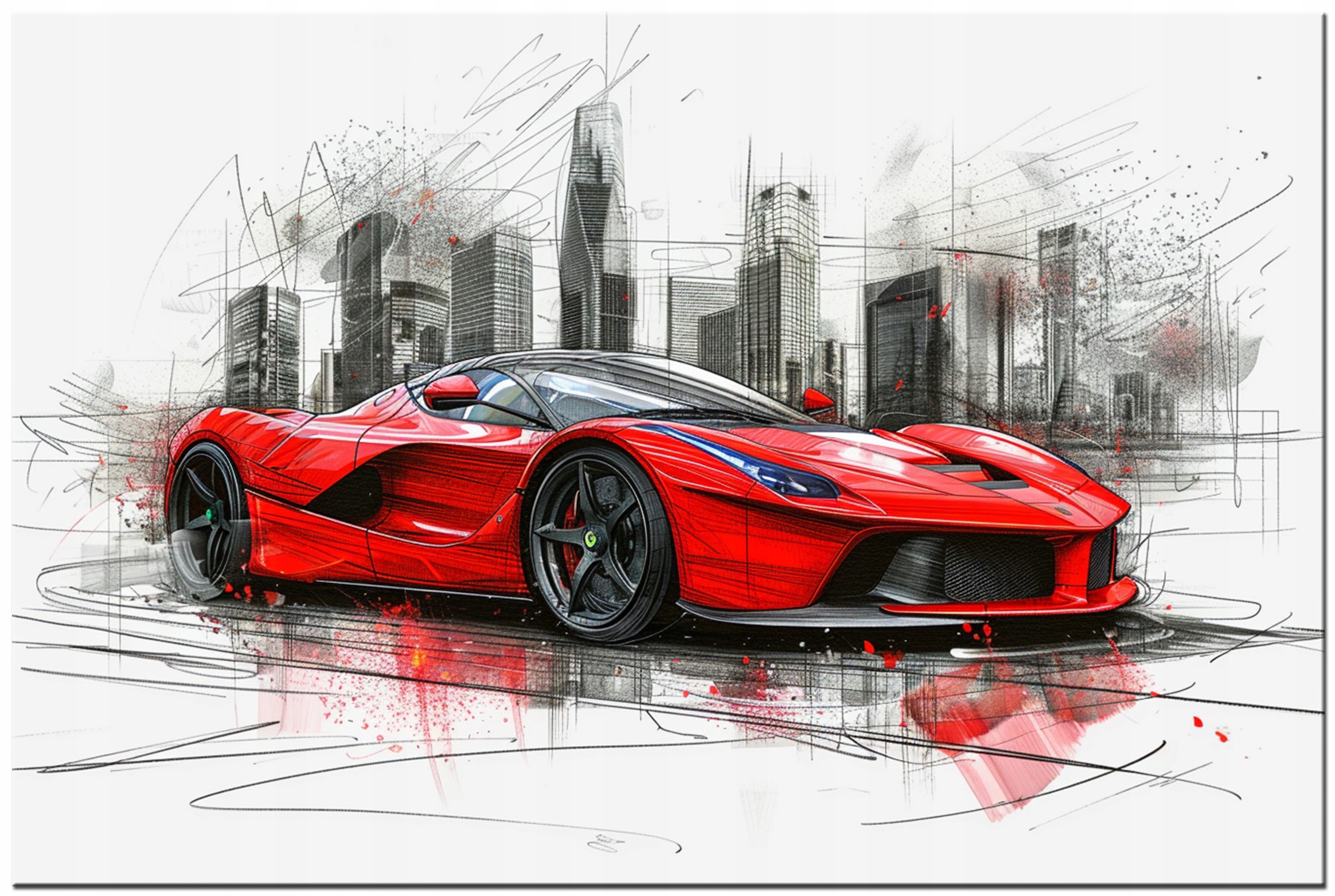 Obraz na płótnie Samochód Sportowy Ferrari Grafika Auto 120cm x 80cm ...