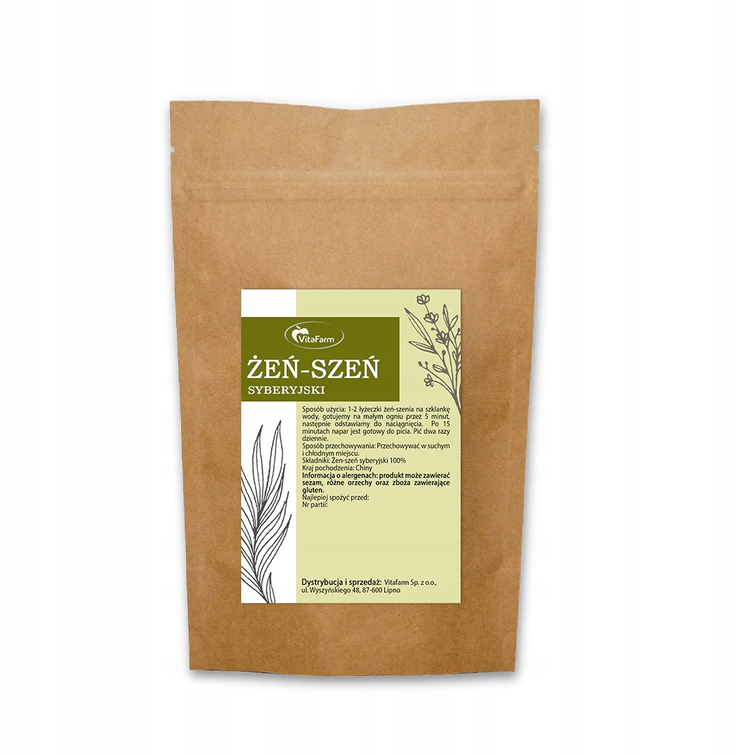 Sibiřský ženšen VitaFarm řezaný kořen 100 g - Allegro