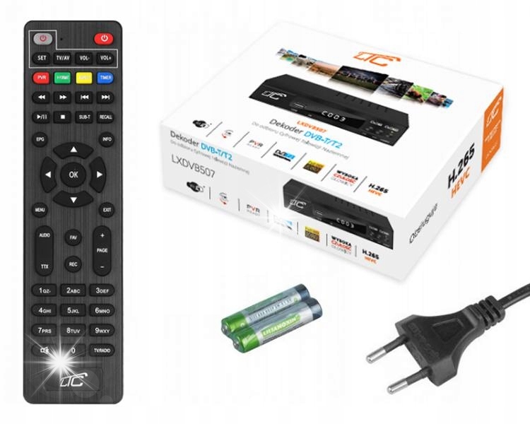 Tuner Cyfrowy Dekoder Telewizji Naziemnej z Pilotem DVB-T2 HEVC H.265 ...