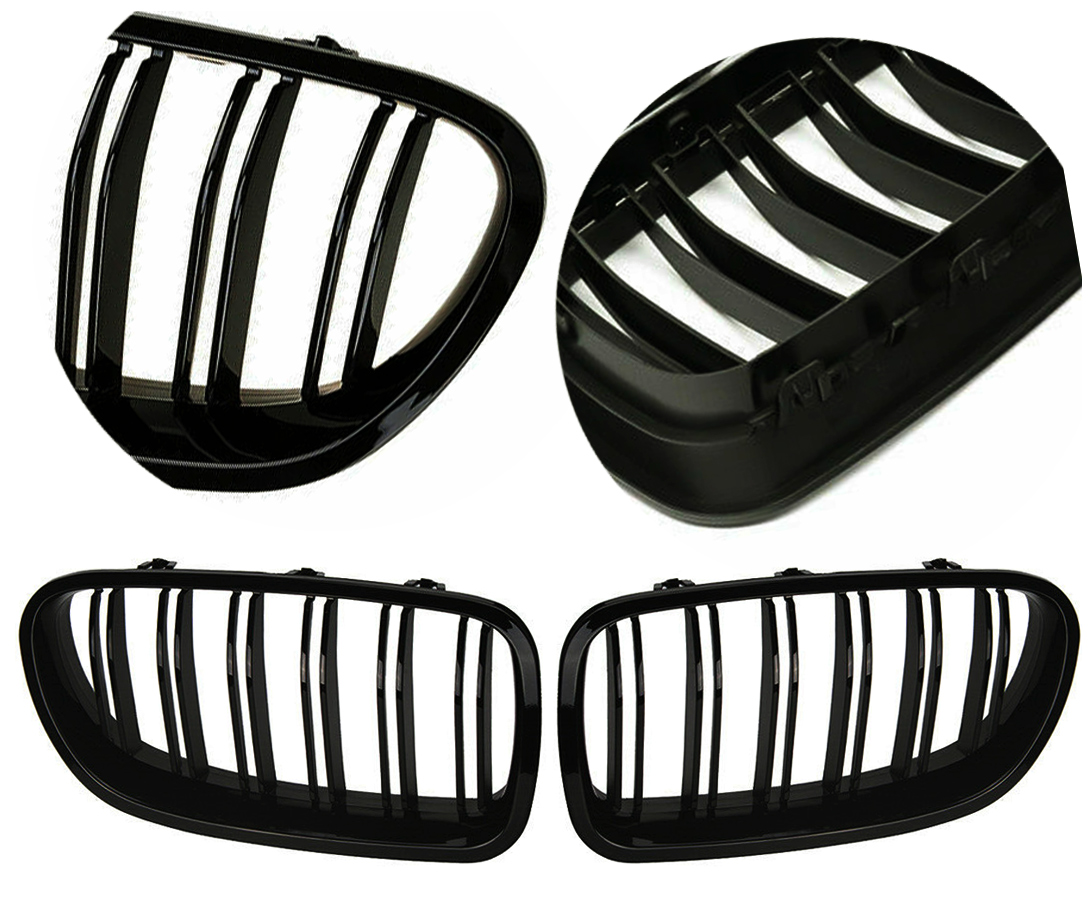 028GBD NERKI W GRILL ATRAPY CZARNY POŁYSK PODWÓJNE dla BMW F10 F11 F18 ...