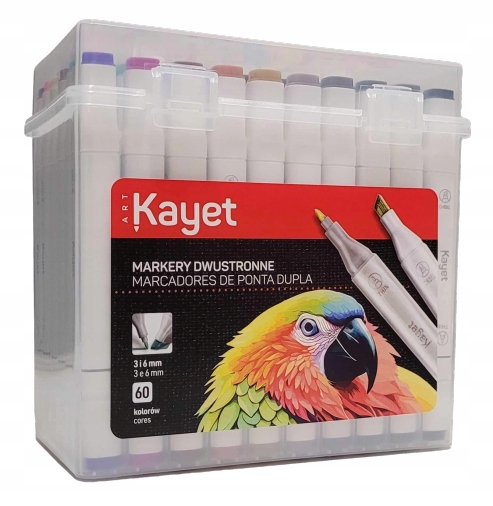 Kayet Markery Flamastry Dwustronne 3 i 6mm 60 kolorów (5609288320975) • Cena, Opinie • Pisaki ...