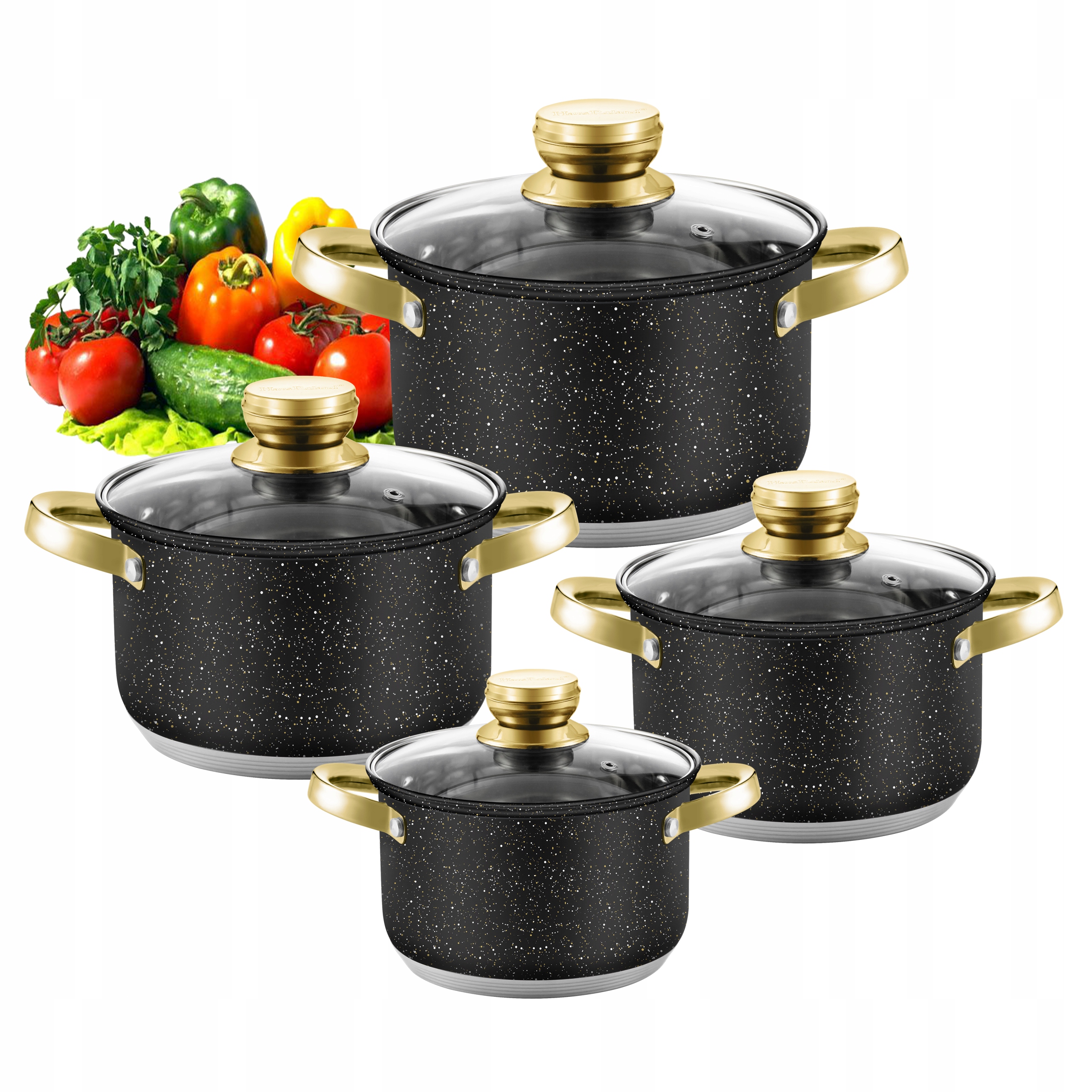 ELEGANCKI ZESTAW GARNKÓW STALOWYCH komplet GARNKI INDUKCJA GAZ ...
