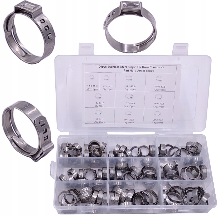 Купить Хомуты для шлангов, бесступенчатые хомуты, набор в коробке по ...