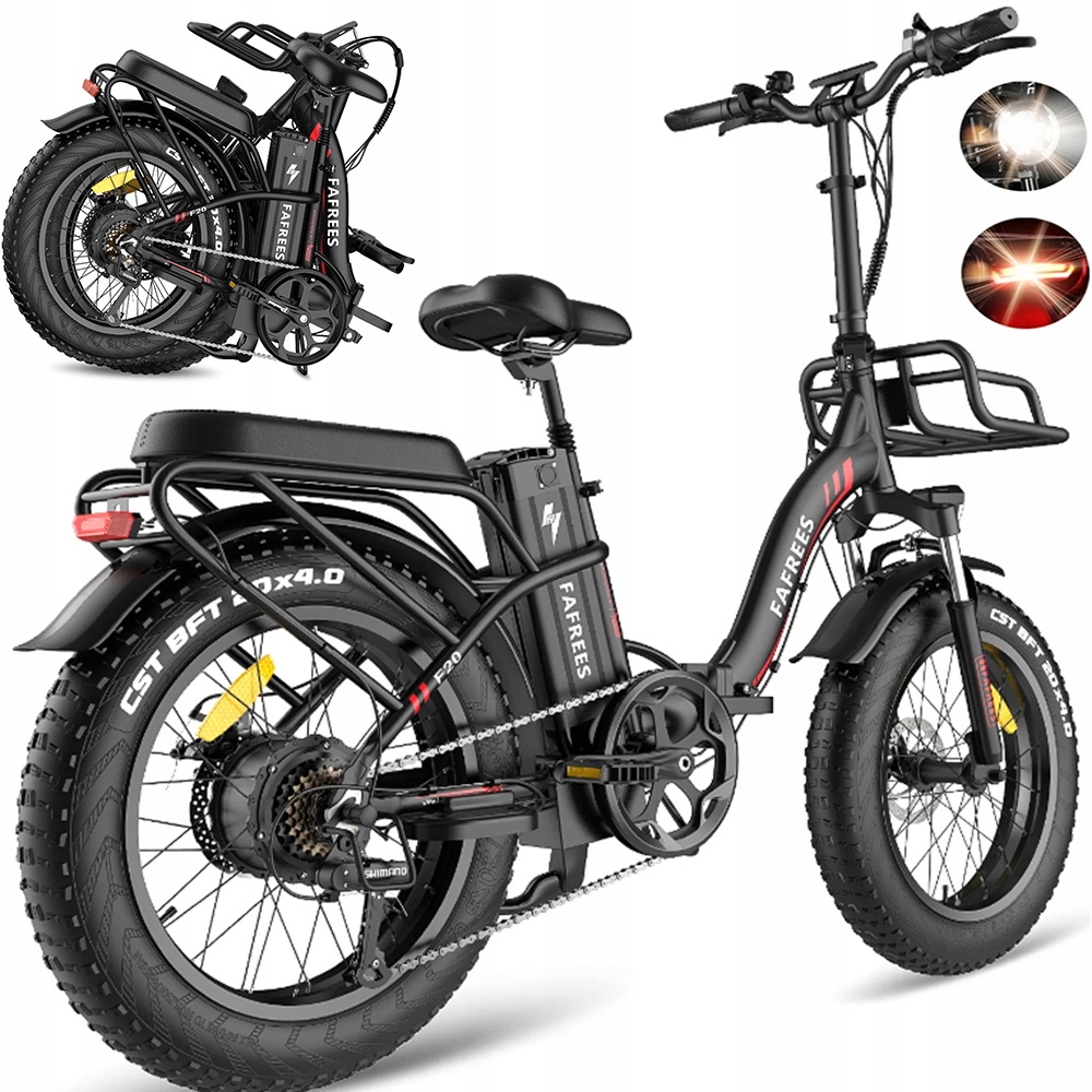 Rower Elektryczny Składany FAFREES F20 Max 160km 20“ Grube opony E-bike ...