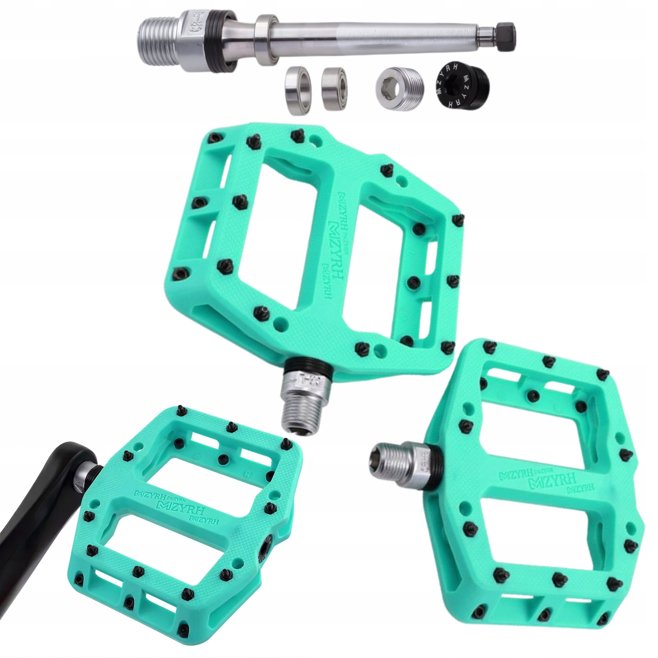Pedały Rowerowe Platformowe Turkusowe MZYRH Nylonowe 3 Łożyska ...