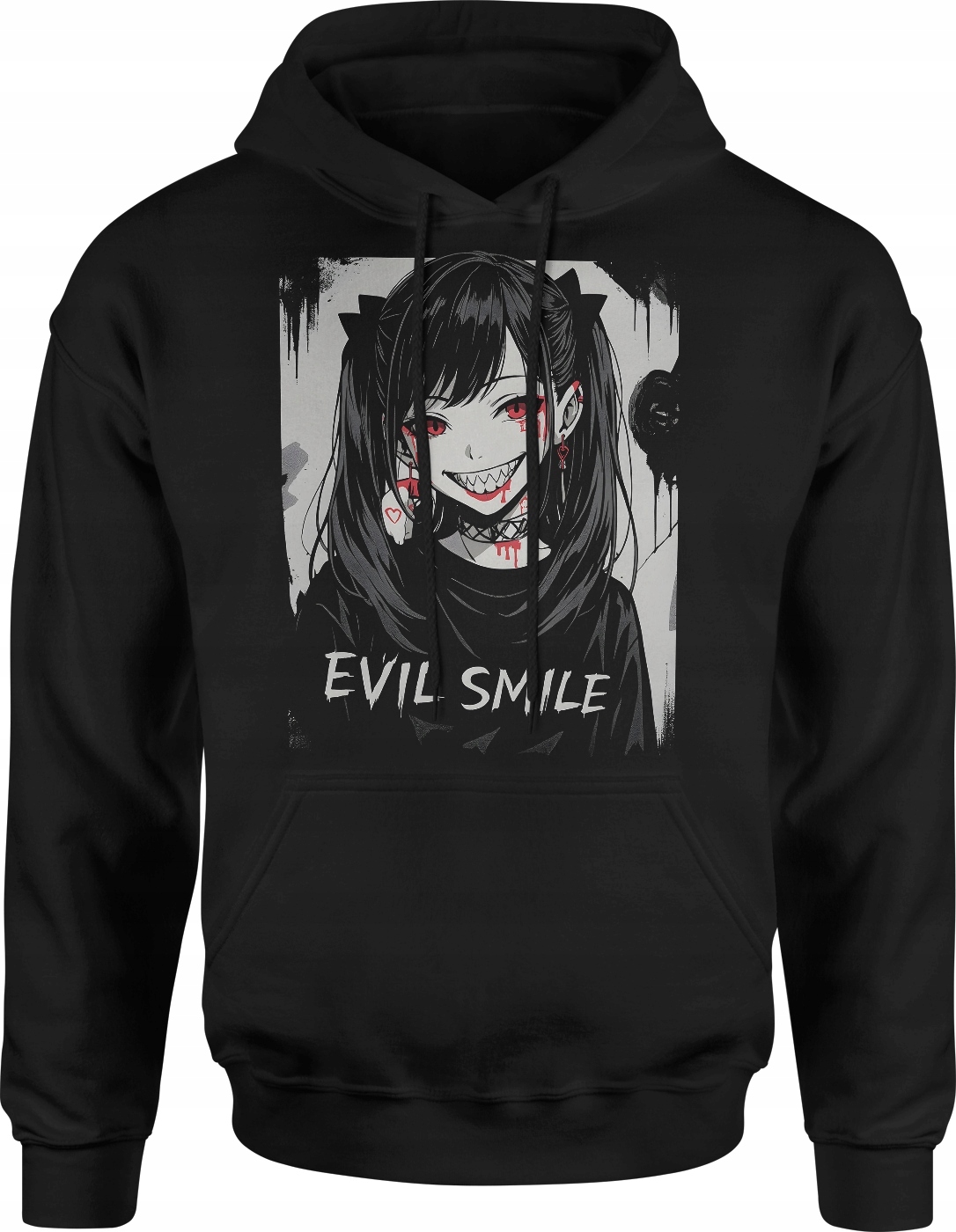 BLUZA ANIME MĘSKA MANGA EVIL SMILE HORROR CREEPY GIRL GOTH PSYCHO S ...