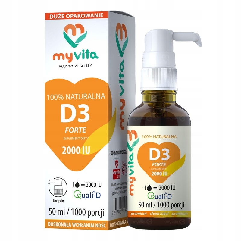 MYVITA PŘÍRODNÍ VITAMÍN D3 FORTE 2000 IU 50 ml za 184.00CZK - Allegro