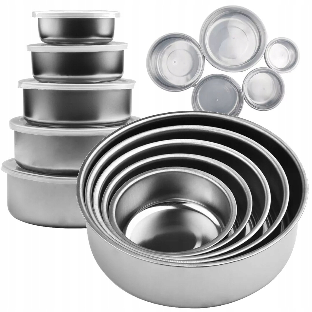 5x MISKA KUCHENNA STALOWA NIERDZEWNA GASTRONOMICZNA MISKI Z POKRYWKAMI ...