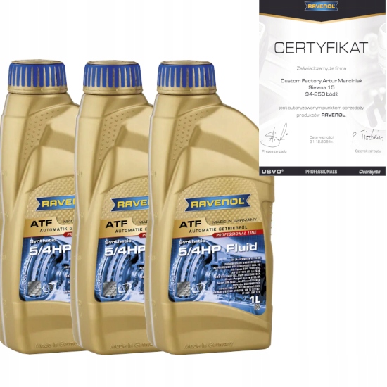 RAVENOL ATF 5/4 HP FLUID 3L - OLEJ PRZEKŁADNIOWY ZF 4HP, ZF 5HP ...