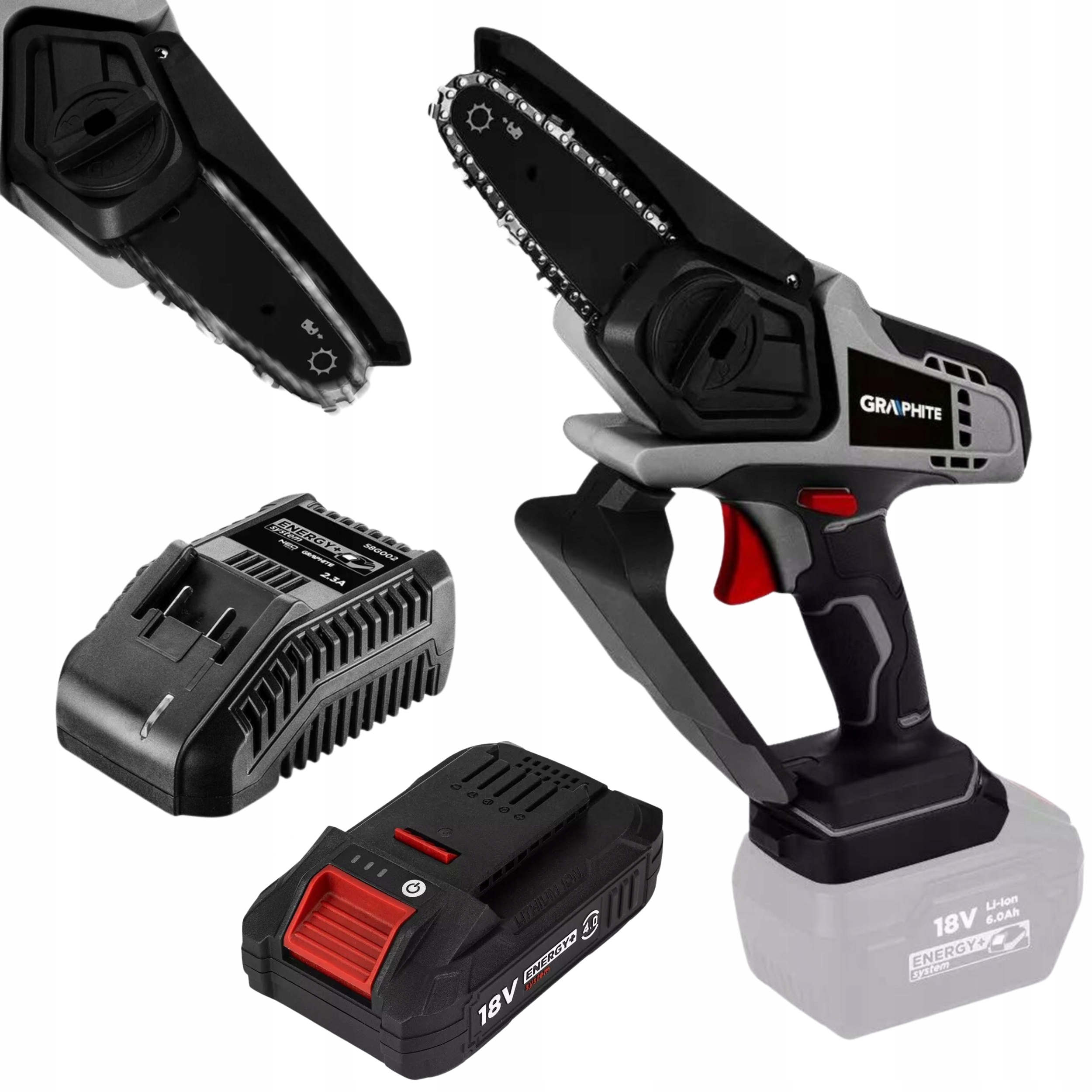 Mini Piła Pilarka Łańcuchowa Energy + Akumulator 4 Ah + Ładowarka ...