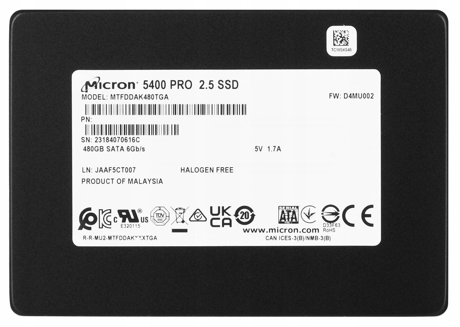 Dysk SSD Micron 5400 PRO 480GB SATA 2.5'' MTFDDAK480TGA-1BC1ZABYYR DWPD ...