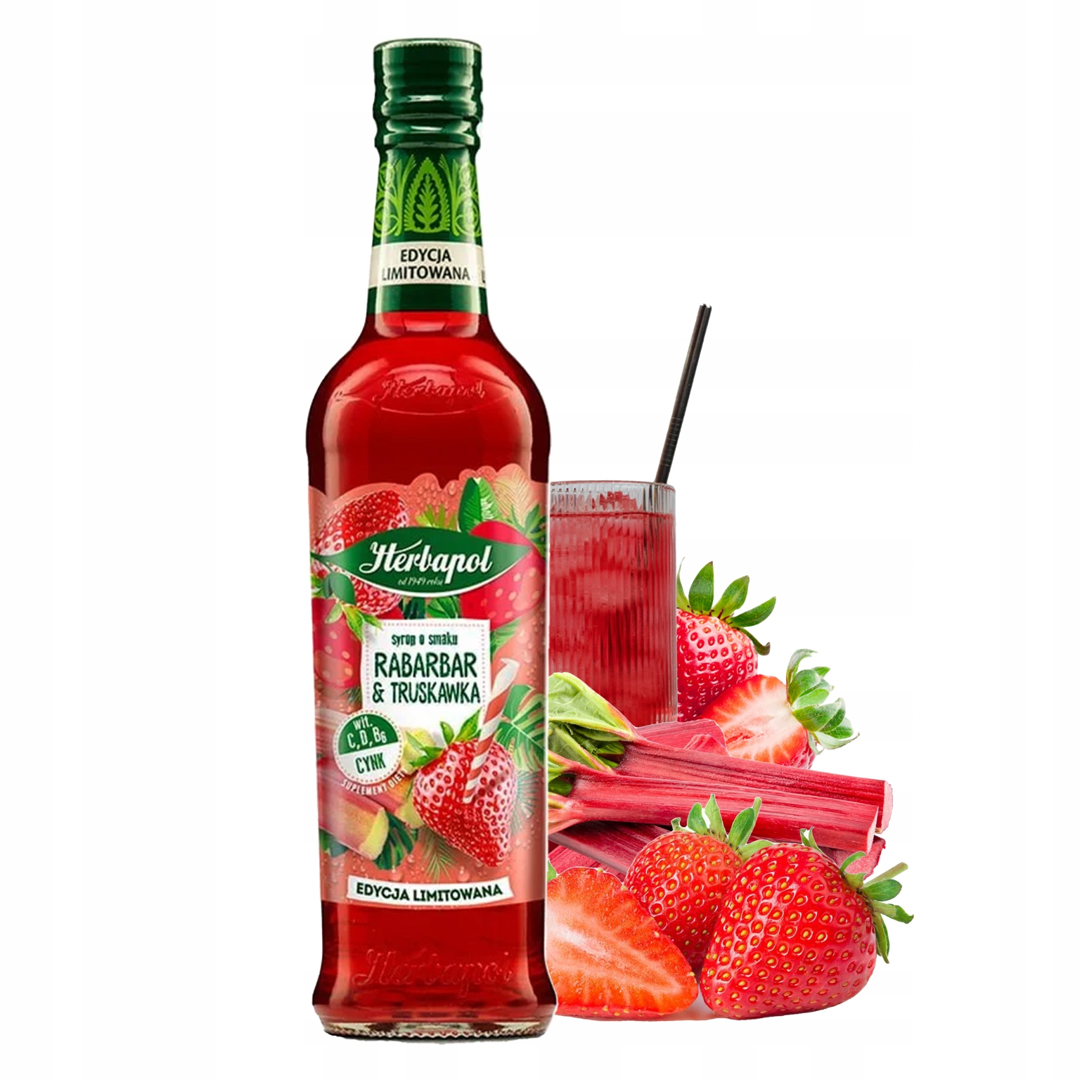 HERBAPOL syrop TRUSKAWKA RABARBAR suplement diety DODATEK DO NAPOJU 420 ML (5900956103723 ...