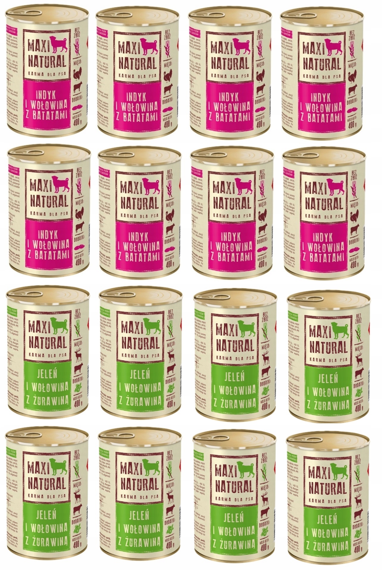 16x Karma Maxi Natural Dla Psa Mix Smaków 400g (5902811740128) • Cena ...