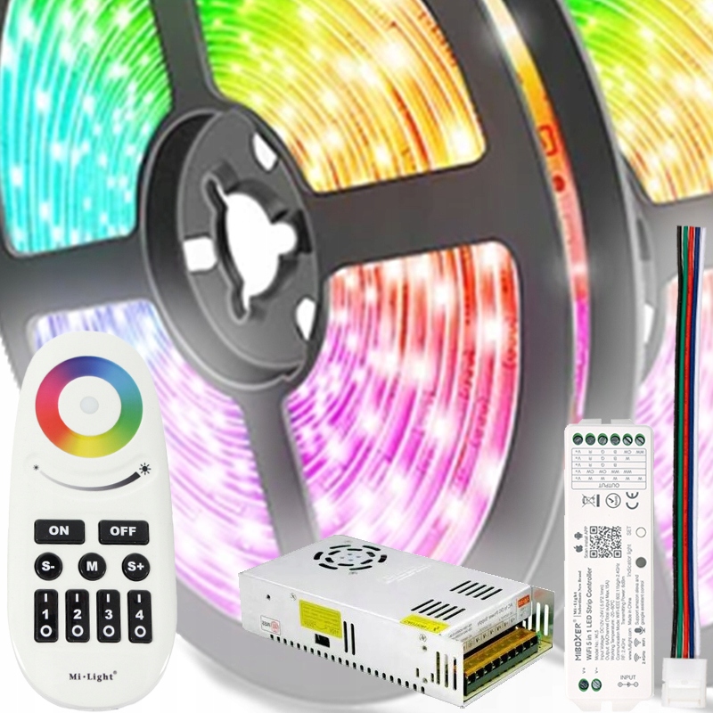 TAŚMA LED DO DOMU POKOJU PASEK LED RGB + BIAŁA RGBW STEROWANY PILOTEM ...