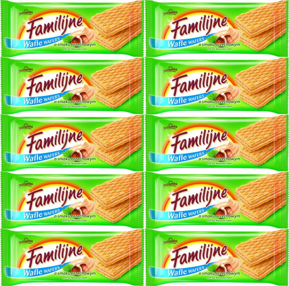 WAFLE FAMILIJNE ORZECHOWE WAFELKI 180G x10 (5900352002514) • Cena ...