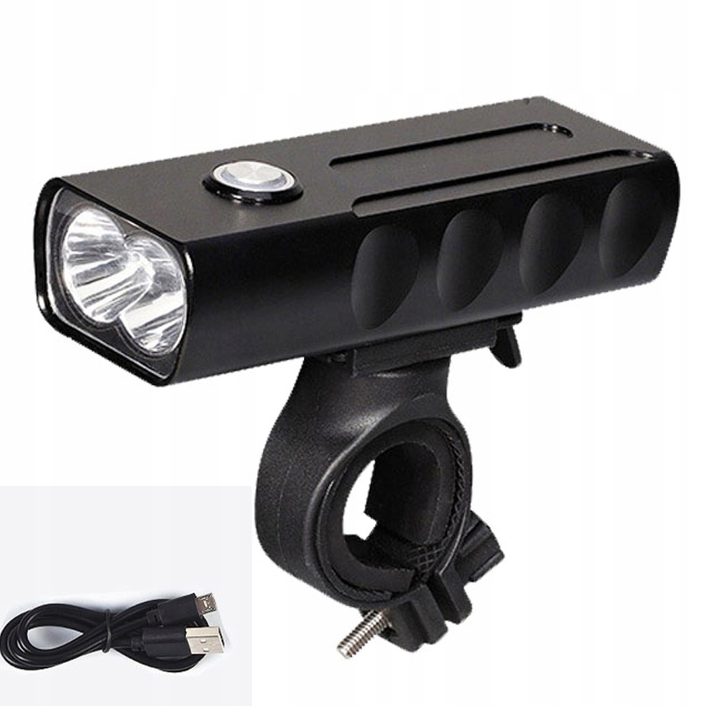 LAMPKA ROWEROWA 2 x LED PRZEDNIA NA ROWER USB ALUMINIOWA + KABEL I ...