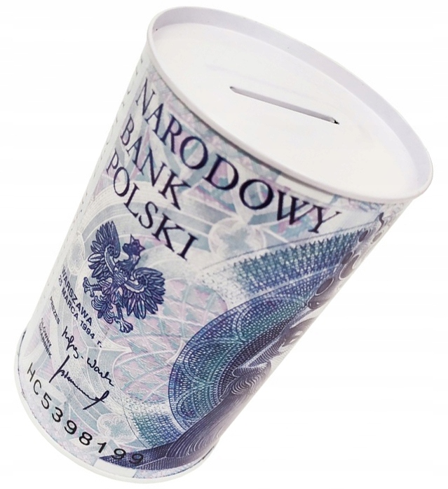 SKARBONKA PUSZKA STALOWA NOMINAŁ BANKNOTY METALOWA 13322168305 - Allegro.pl