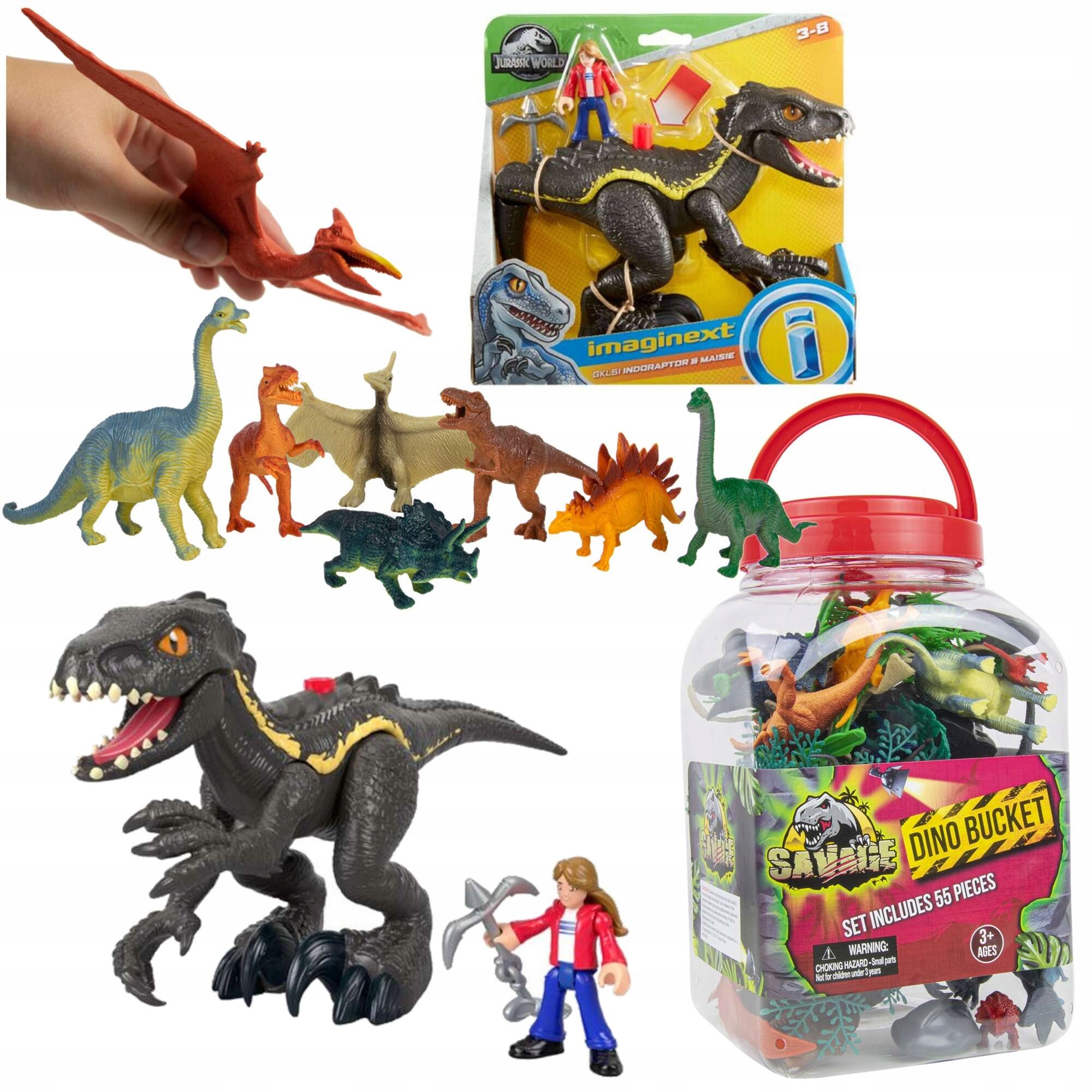 Zestaw DinozaurÓw 55 ElementÓw + Figurki Jurassic World Indoraptor I 