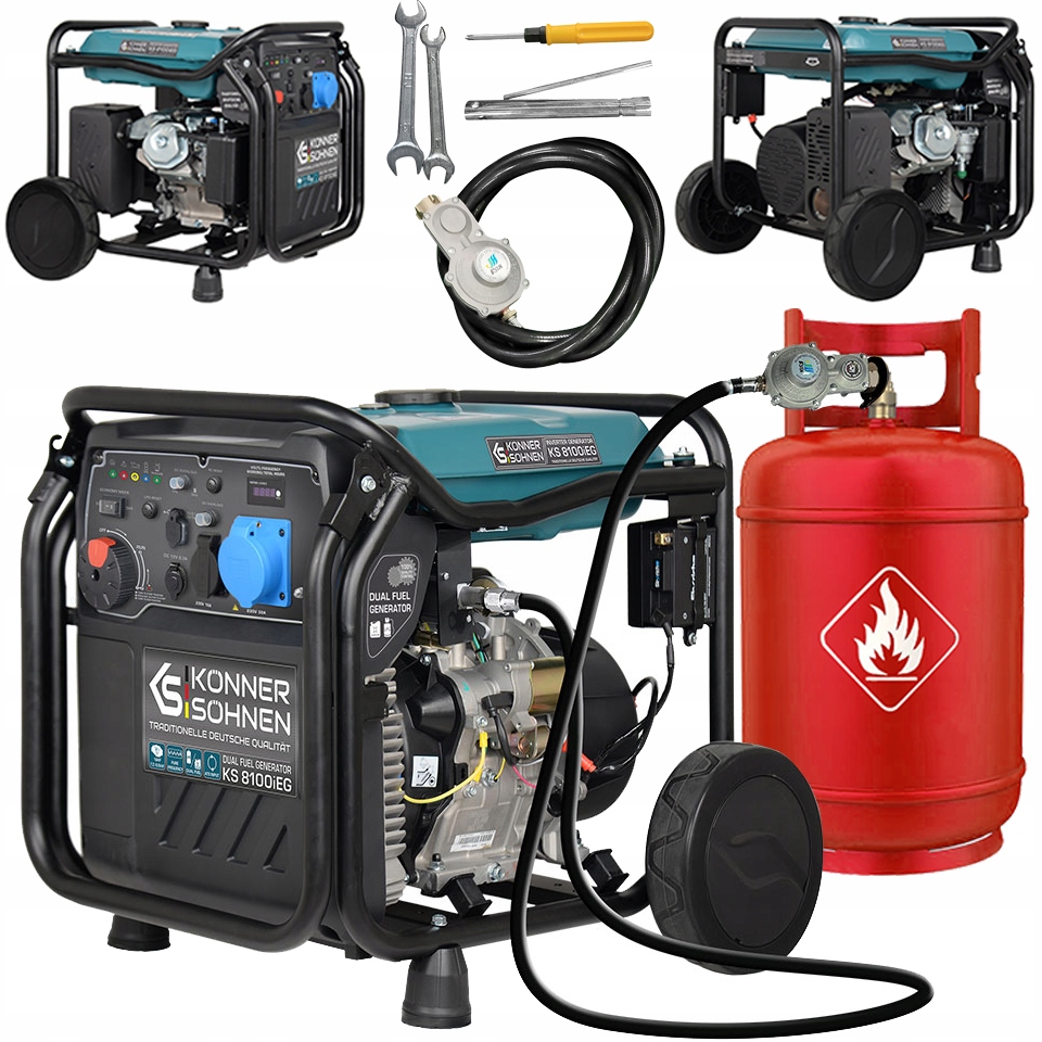 Agregat prądotwórczy przenośny jednofazowy Könner & Söhnen 8000 W gaz ...
