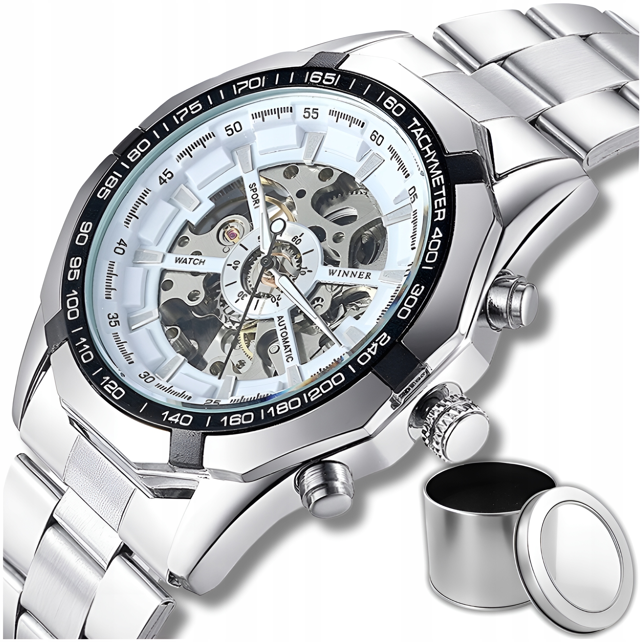 WINNER Zegarek męski mechaniczny automatyczny stalowy (5906301501374 ...