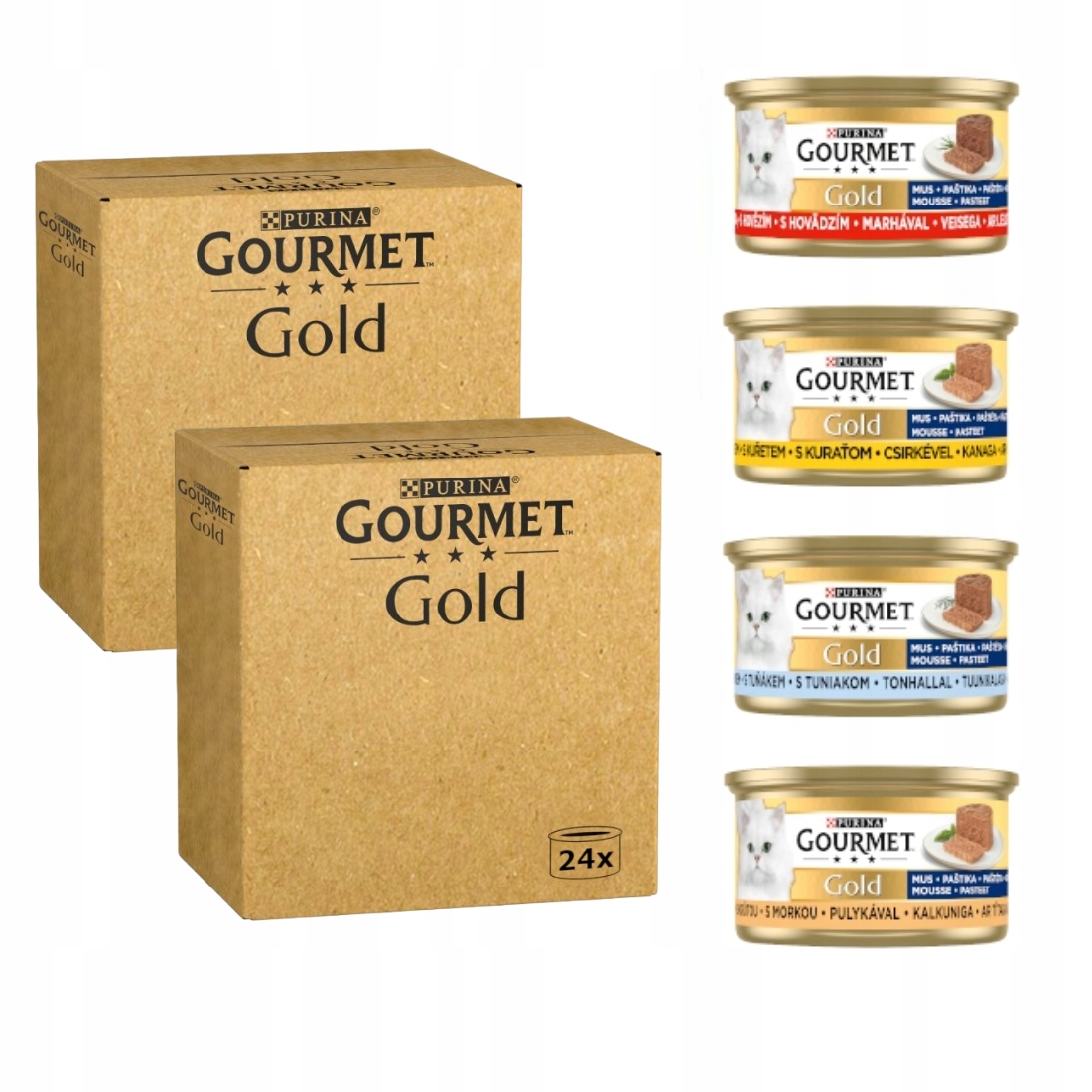 Gourmet Gold Pastete mus MIX SMAKÓW kota 48x 85g (5901443967873) • Cena, Opinie • Mokra karma ...