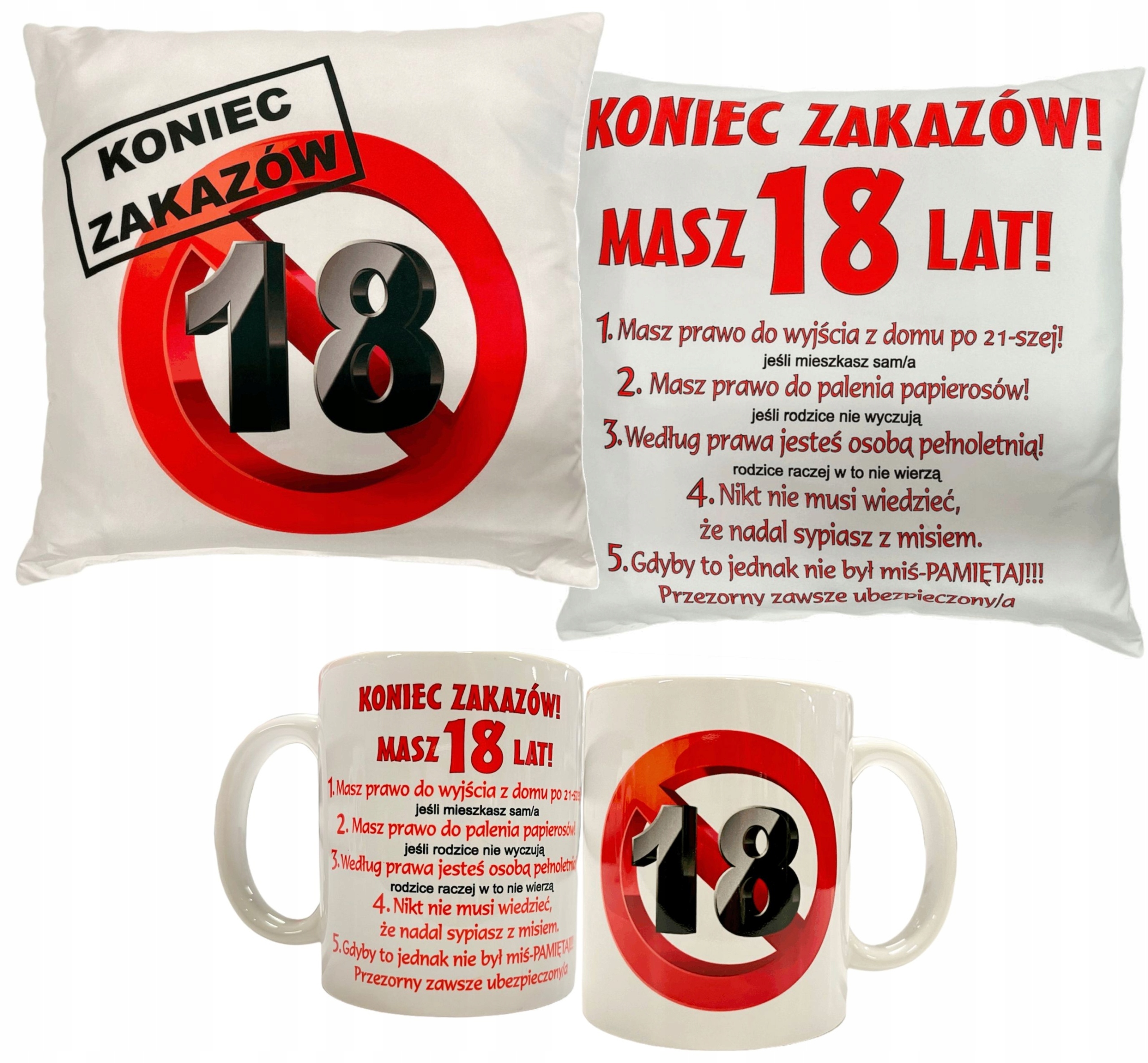 PODUSZKA i KUBEK na RÓŻNE OKAZJE urodziny WZORY (18 30 40 50 60 dziewczyny chłopaka świąt ...