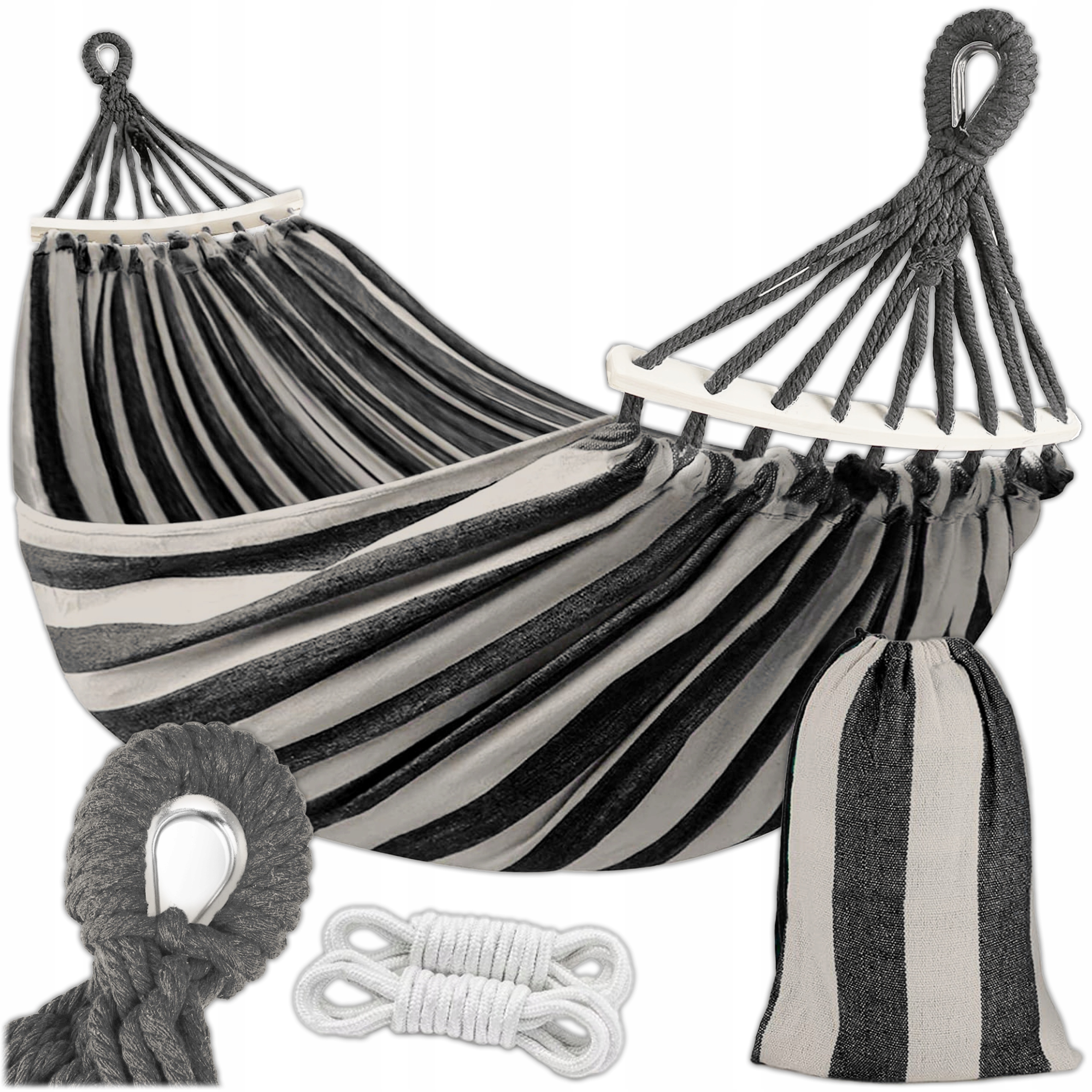 Hamak z drążkiem KRUMAD wielokolorowy 200 kg 260 x 150 (5906196202707 ...